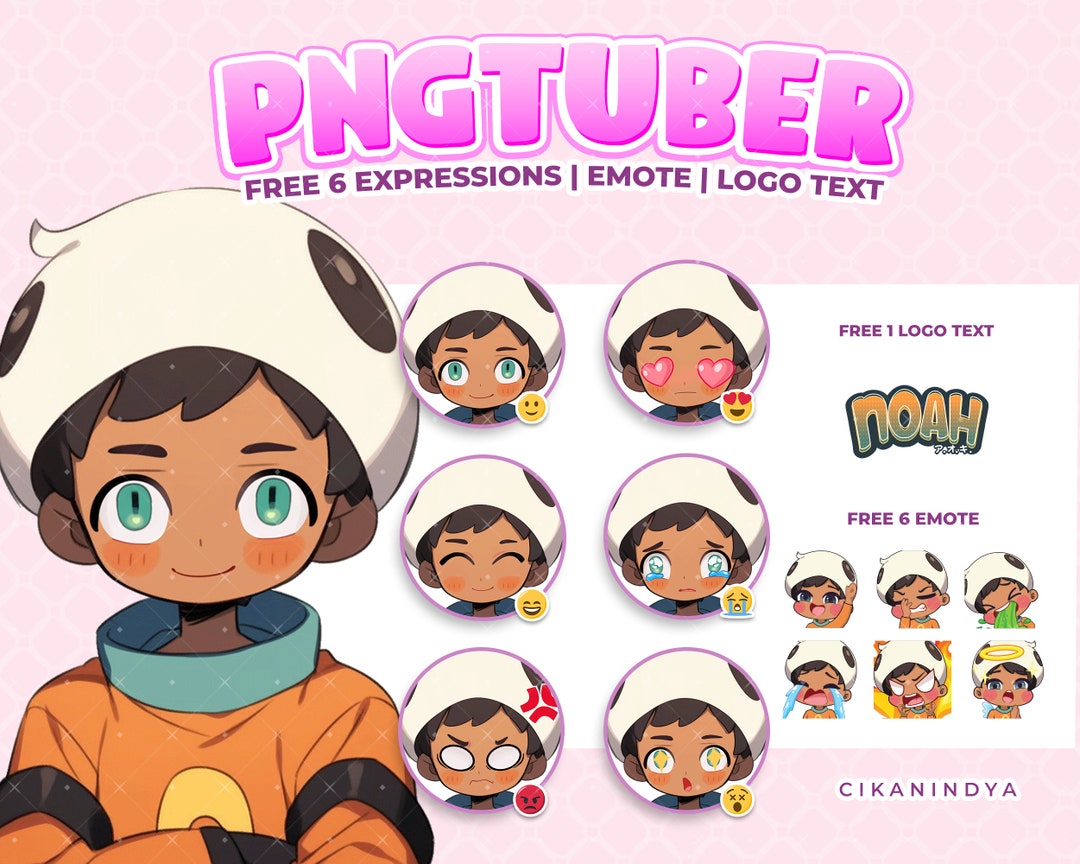 PNG Tuber | Noah's PNG Tuber Character Pack | 6 Expressions | Logo Text ...