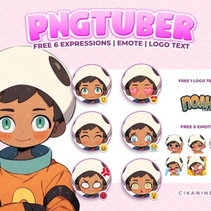 PNG Tuber | Noah's PNG Tuber Character Pack | 6 Expressions | Logo Text ...