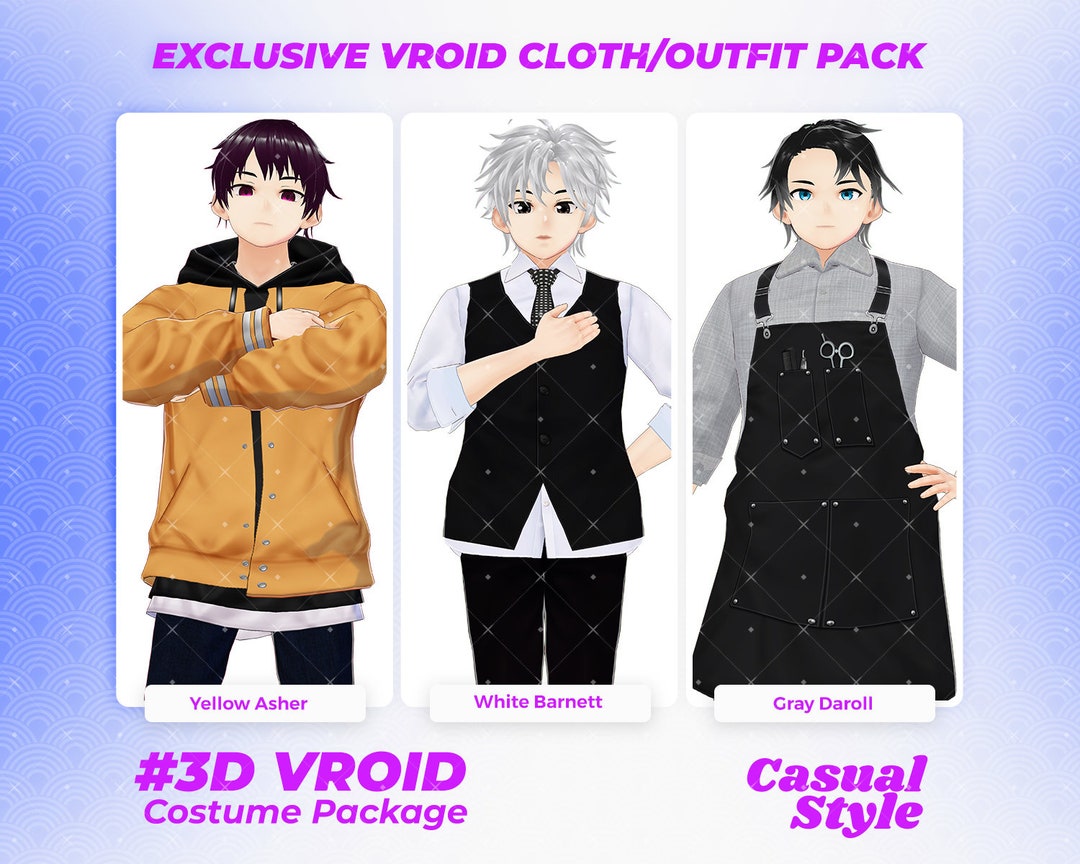 Metro Style Trio Sleek 3D Vroid Casuals for the Modern Man - Vroid ...