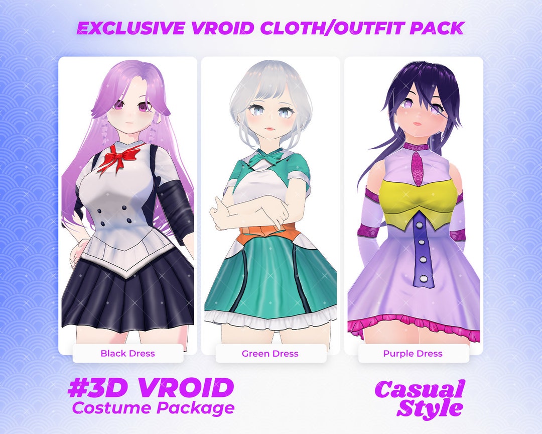 Stream Ready Attire Pack - Vroid Clothing Pack, 3 Casual Outfits ...