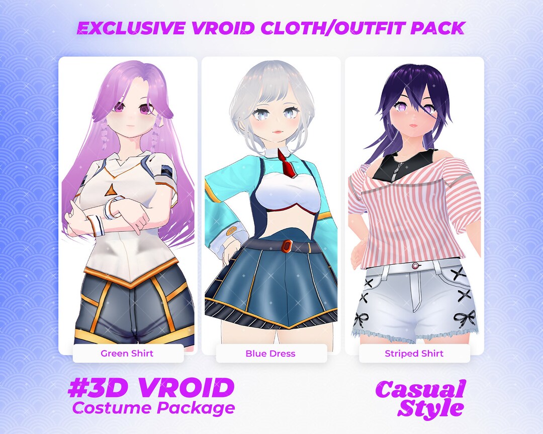 Comfy and Nice Vroid Outfits for Girl Avatars - Vroid Clothing Pack ...