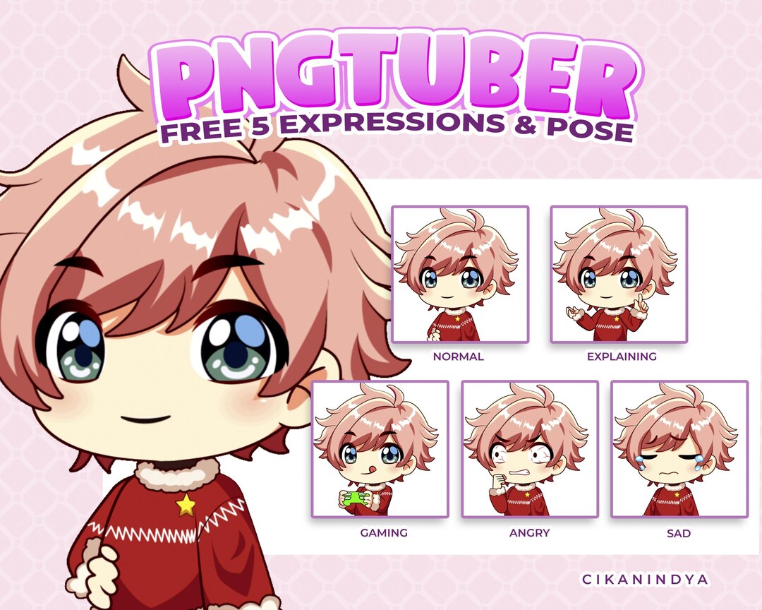 Custom-like Holiday Pngtuber – Chibi Male Character in Festive Attire ...
