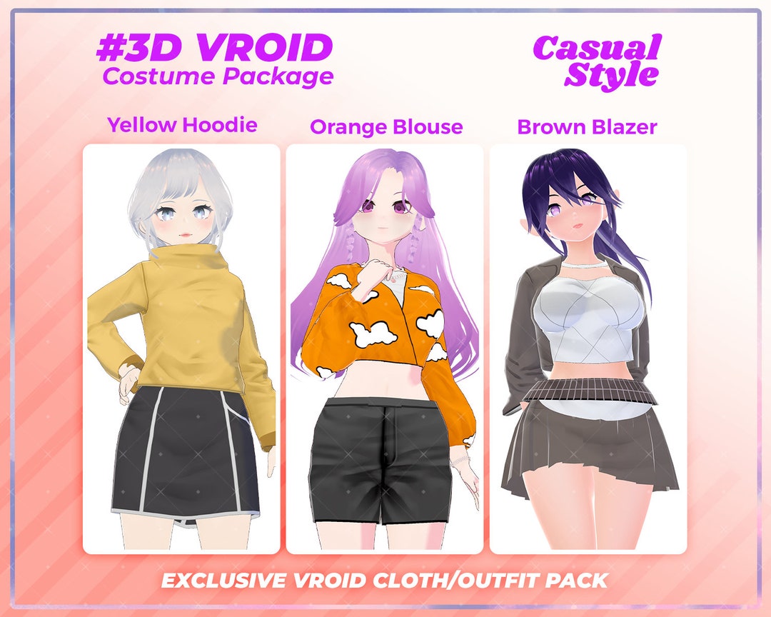 Vroid Clothing Pack, Vroid Outfit, Cosplay Costume, Vroid Assets ...