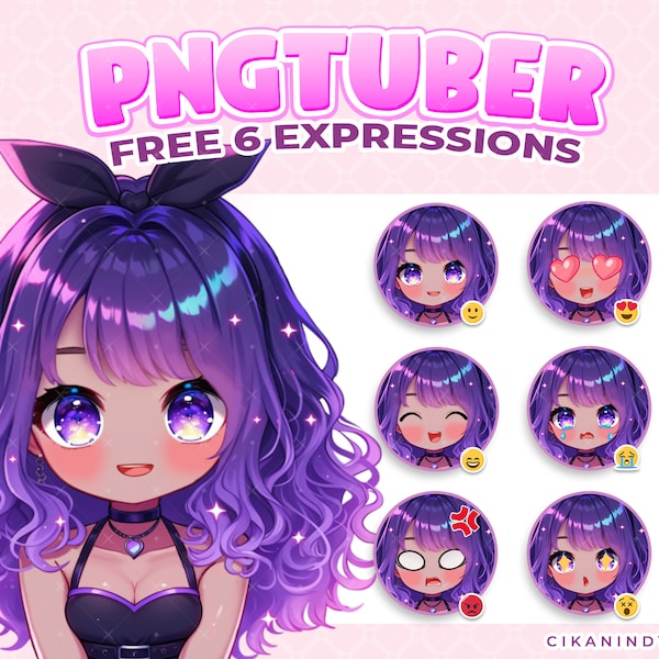 PNG Tuber Green-haired Girl With a Calm Gaze Get 6 Poses Animated ...