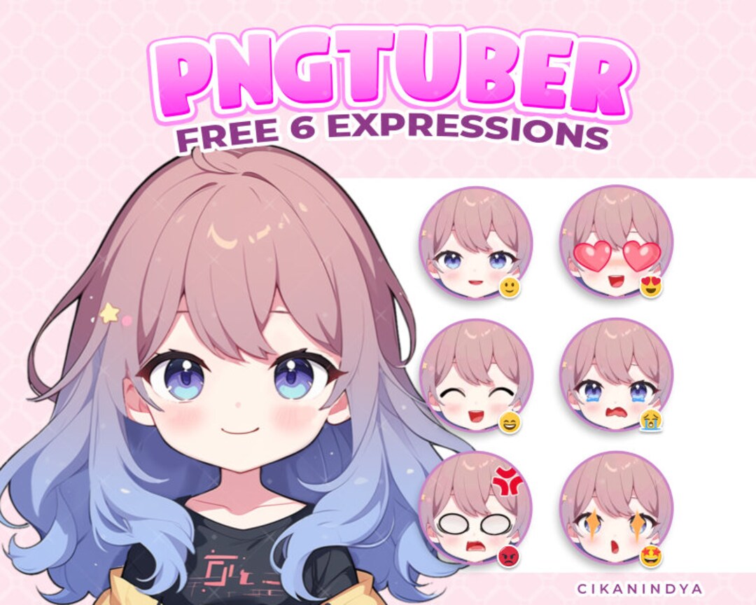 PNG Tuber | PNG Tuber Pretty Girl With Gradationlilac and Blue Hair for ...