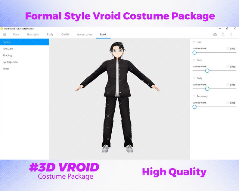 Vroid Clothing Pack, 3d, Clothes, Vroid, Cosplay Costume Gentleman Gala ...