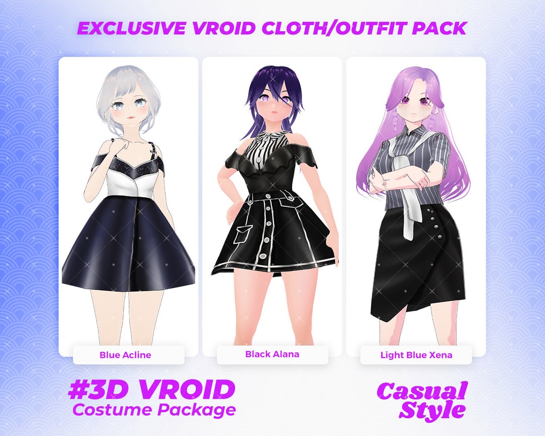 Vroid Clothing Pack, Costume, Vroid, Clothes, Kawaii Clothes, Vroid Outfit - Cool Casuals Trendy ...