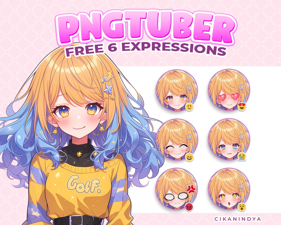 PNG Tuber | Cute Chibi Yellow and Blue-haired Character for Streamers ...
