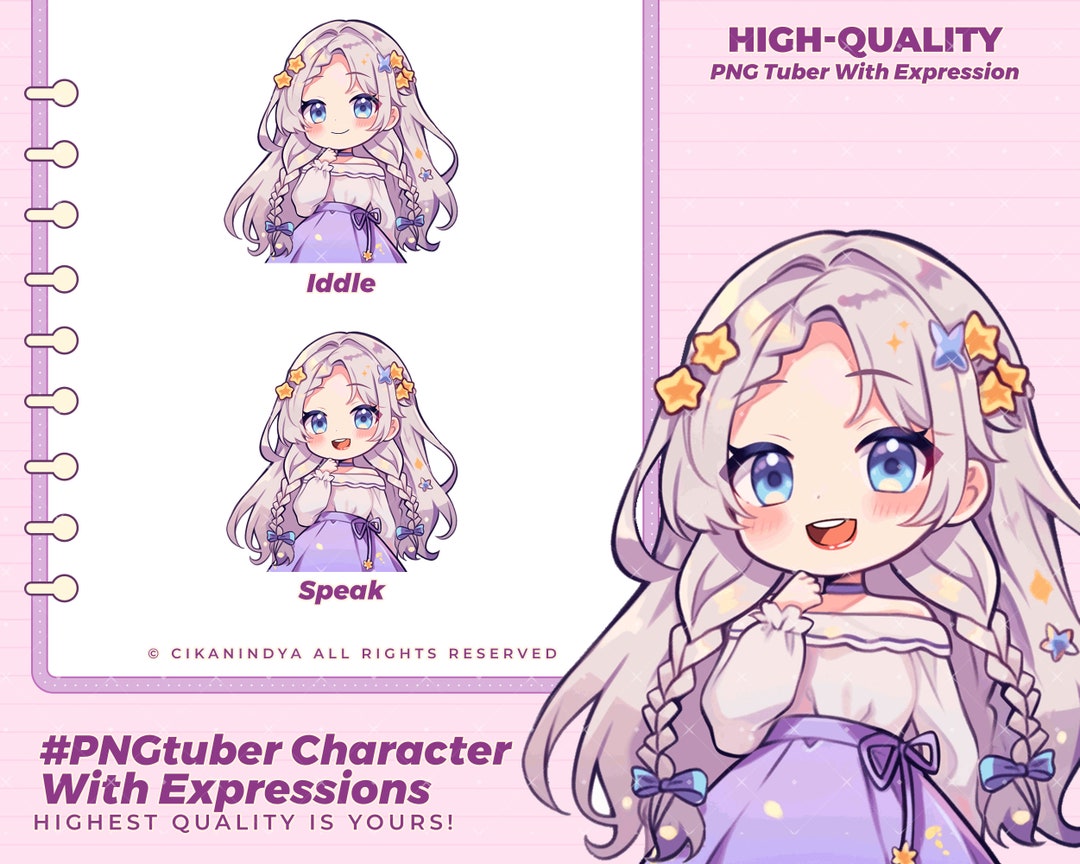 Anime Chibi Girl Pngtuber Avatar: 2 Poses, Streaming Ready - Etsy