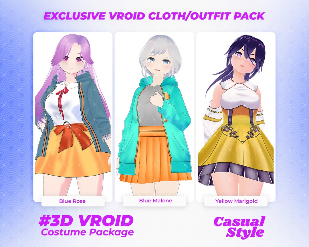 Vroid Clothing Pack, Vroid Outfit, Cosplay Costume, Vroid Assets - Urban Vogue 3D Vroid Wardrobe ...