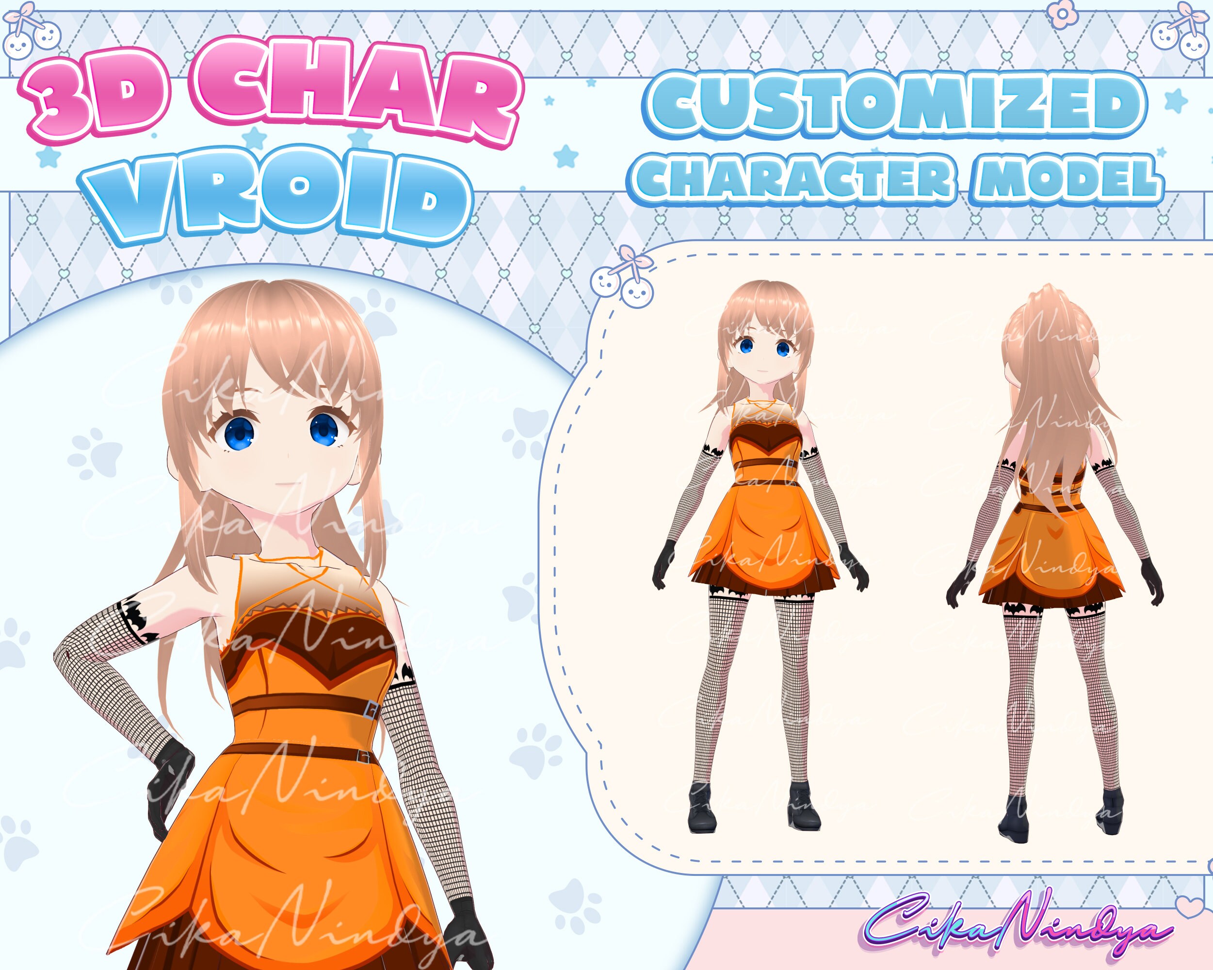 3D Vroid Character Vroid 3D Virtual Model Streamer Avatar - Etsy