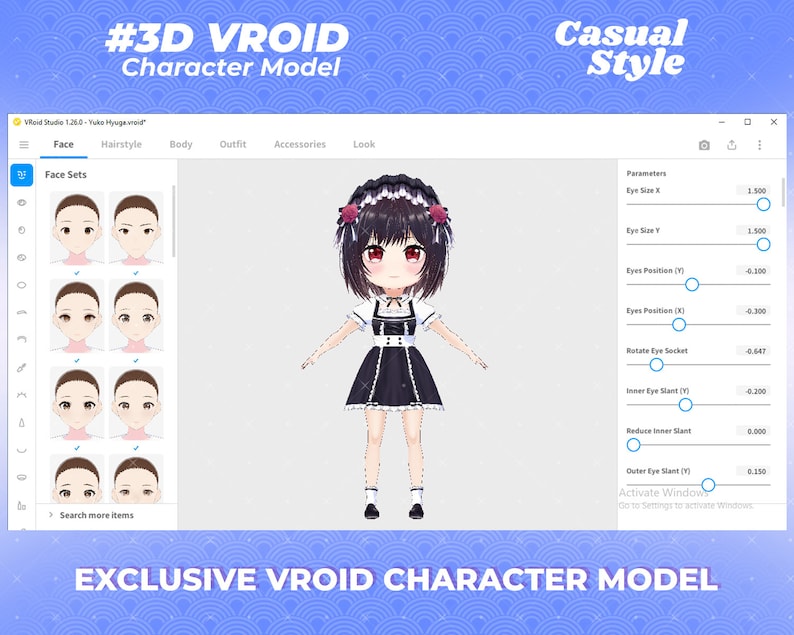 Broadcasting Avatar Elite 3D Vroid Chibi Girl Yuko Hyuga for Dynamic ...
