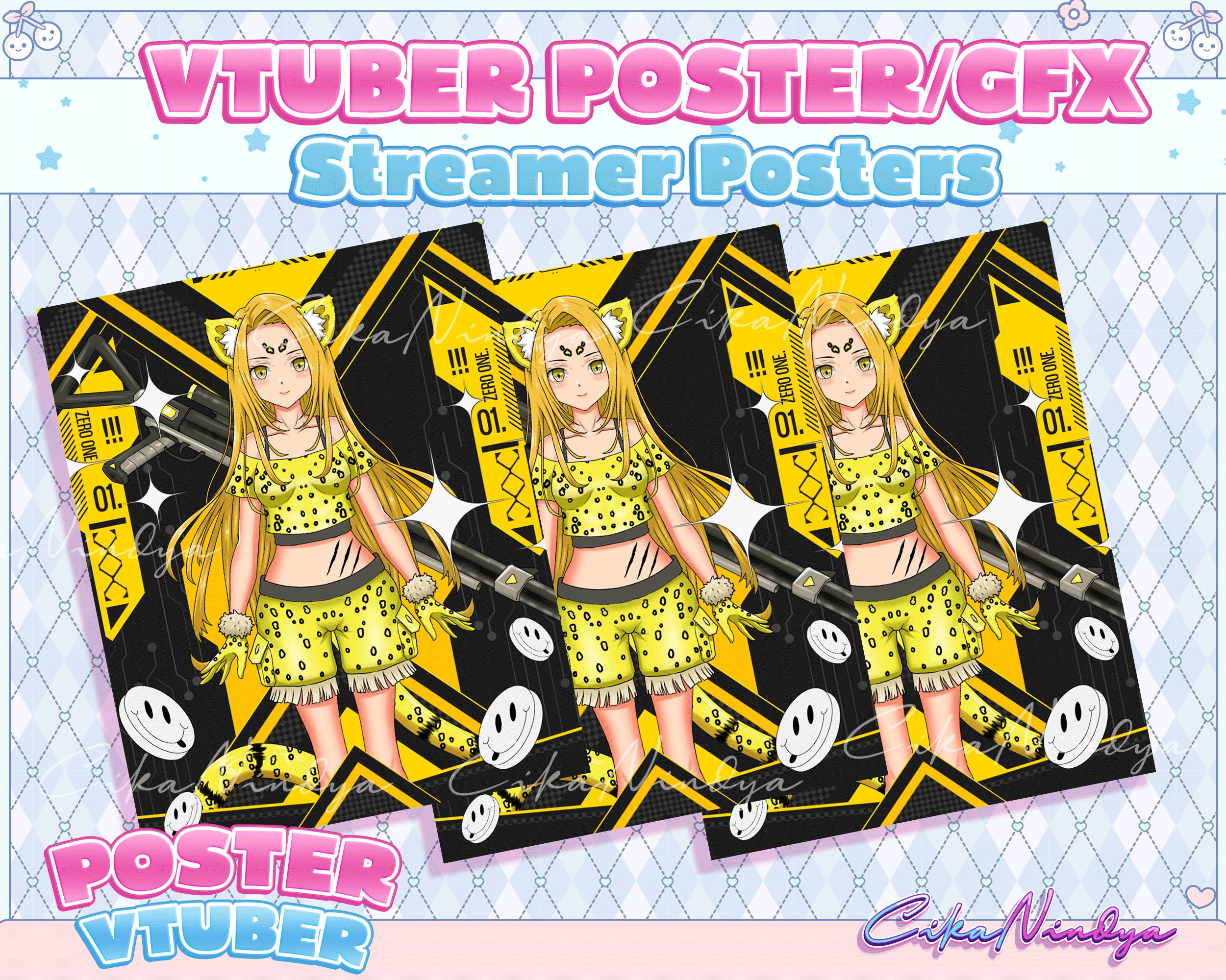 Adorable Vtuber Streamer Poster for Social Media Vtuber - Etsy