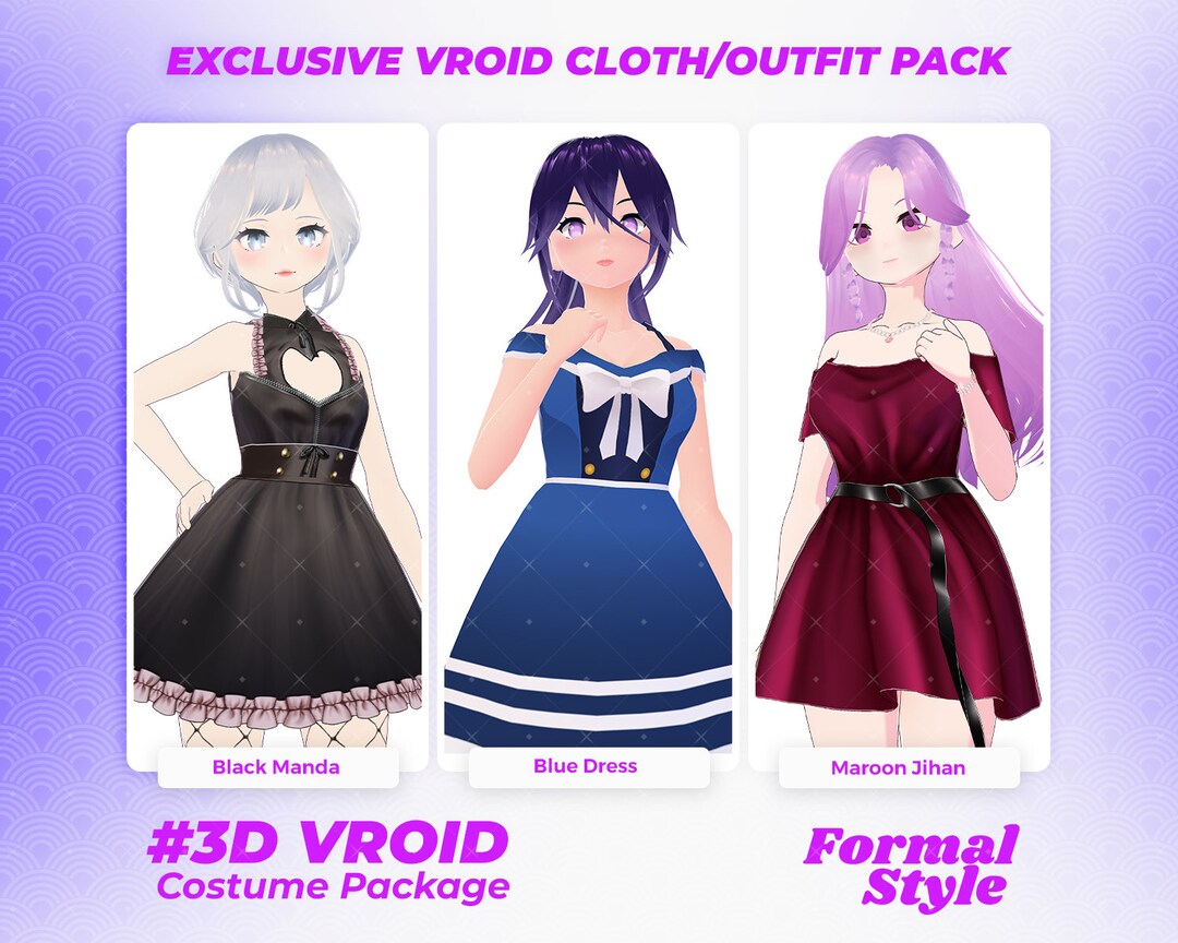 Formal Feminine Vroid Dress Sets for Streaming - Vroid Clothing Pack ...