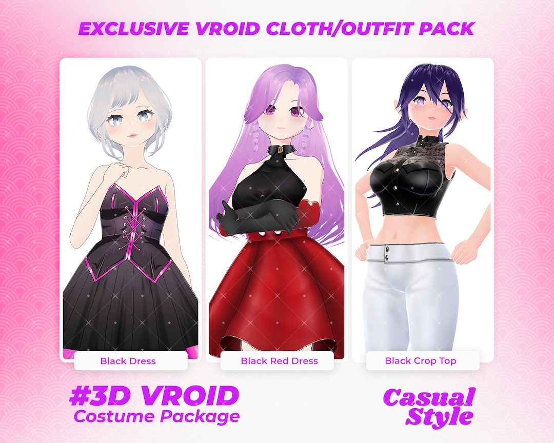 3D Vroid Casual Elegance Girl Outfit Set-vroid Clothing Pack, Vtuber ...