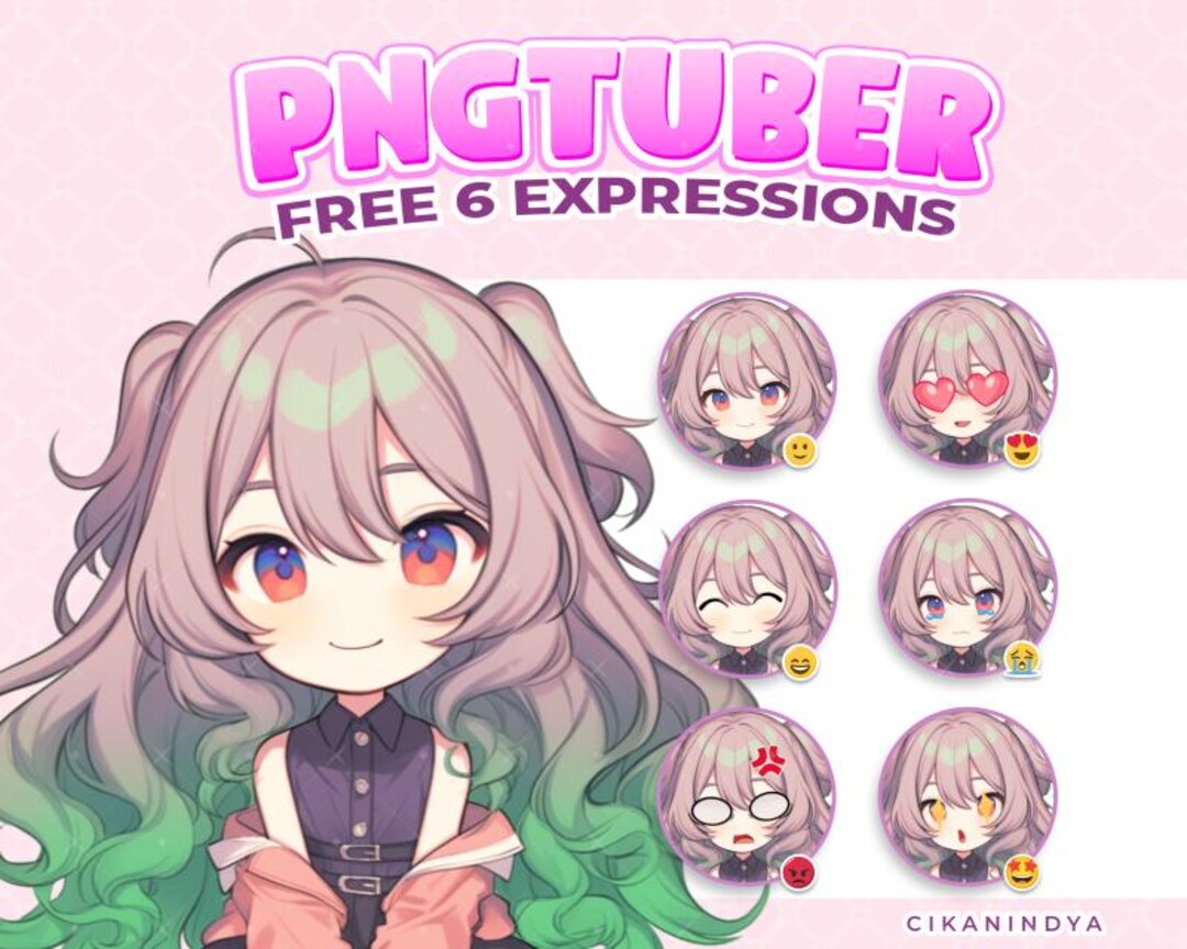 Custom Pngtuber Girl – Pastel Gradient Hair and Dual-colored Eyes - Etsy
