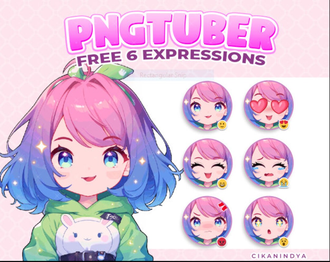 Pngtuber | Kawaii PNG Tuber Girl With Green Outfit for Streamers | 6 ...