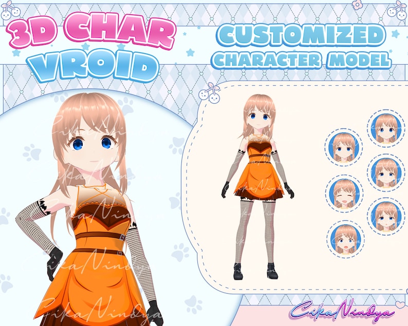 3D Vroid Character Vroid 3D Virtual Model Streamer Avatar - Etsy