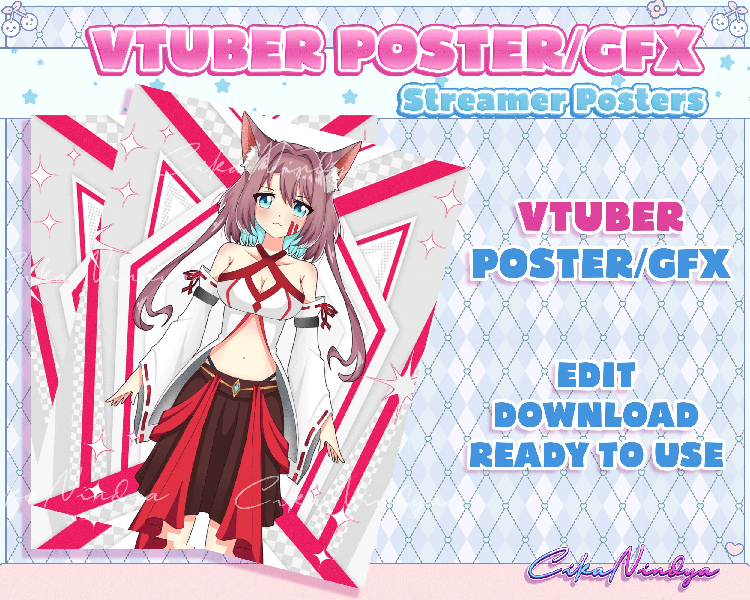 High-quality Vtuber Poster for Streamer Social Media Poster - Etsy