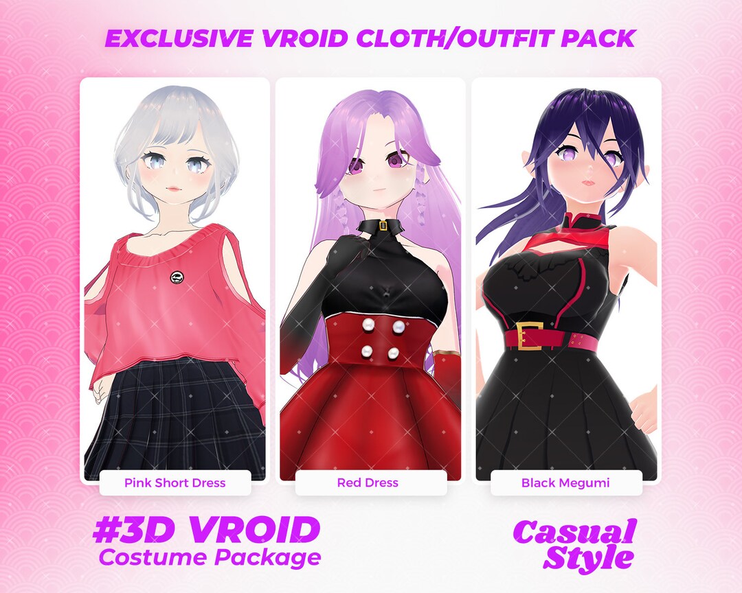Vroid Clothing Pack, 3D Apparel, Girl's Wardrobe, Vroid Assets, Eye ...