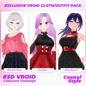 Vroid Clothing Pack, 3D Apparel, Girl's Wardrobe, Vroid Assets, Eye ...