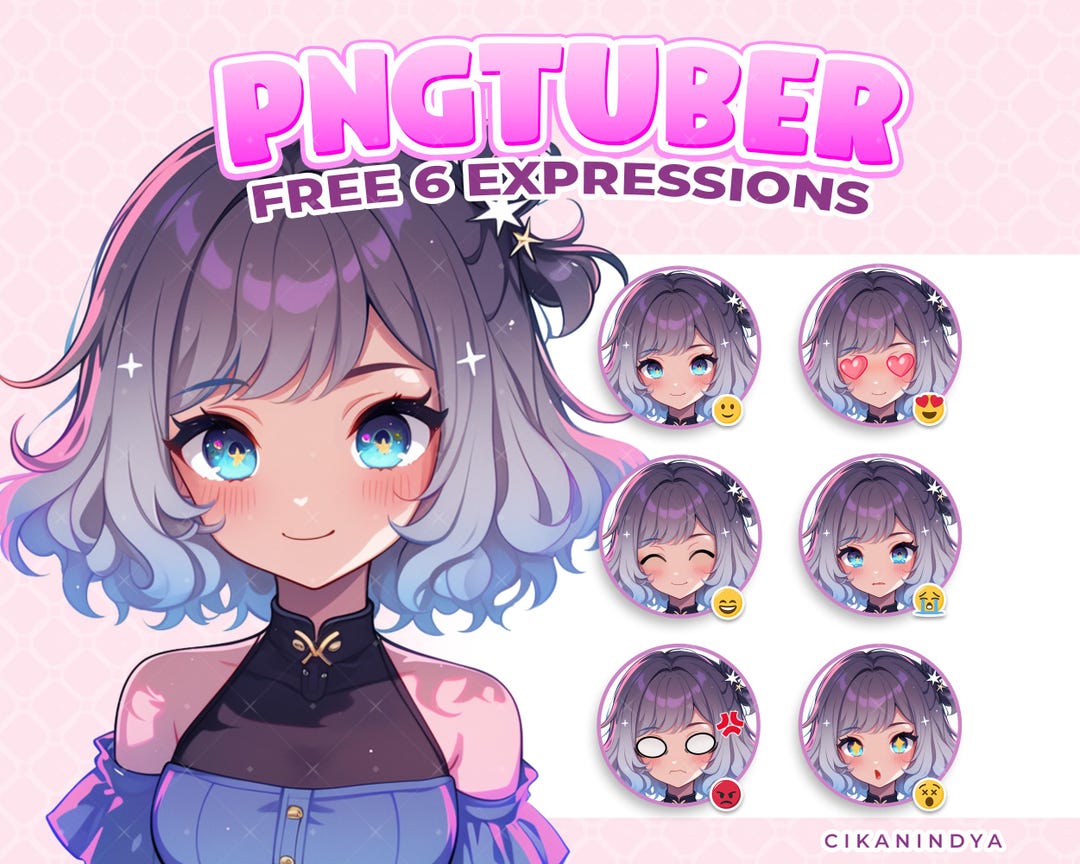 Chibi PNG Tuber With Starry Ombre Hair | Enchanting Live2d Model for ...