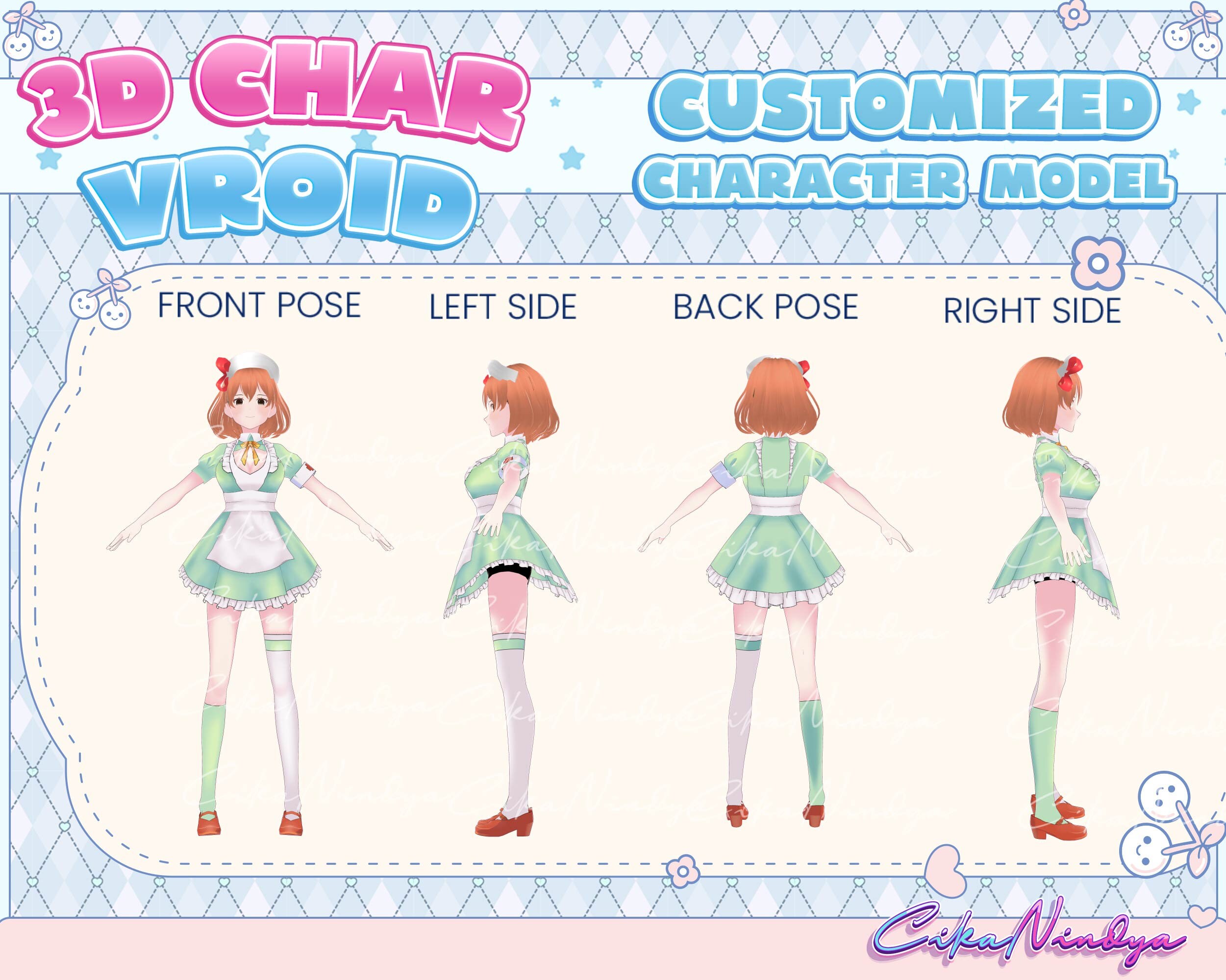 3D Vroid Character Vtuber Model Free 3d Model Vtuber Model - Etsy
