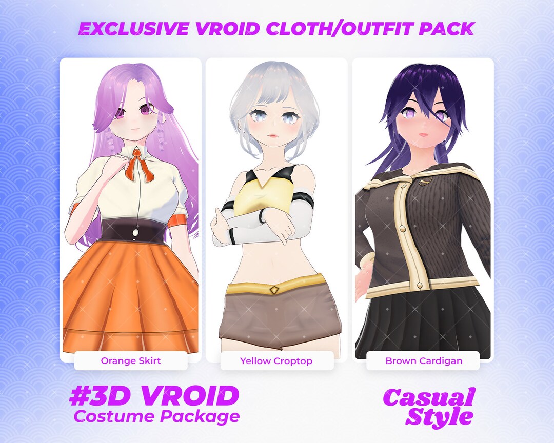 Mini Casual Dresses for Vroid Streamer Style Icon - Vroid Clothing Pack ...