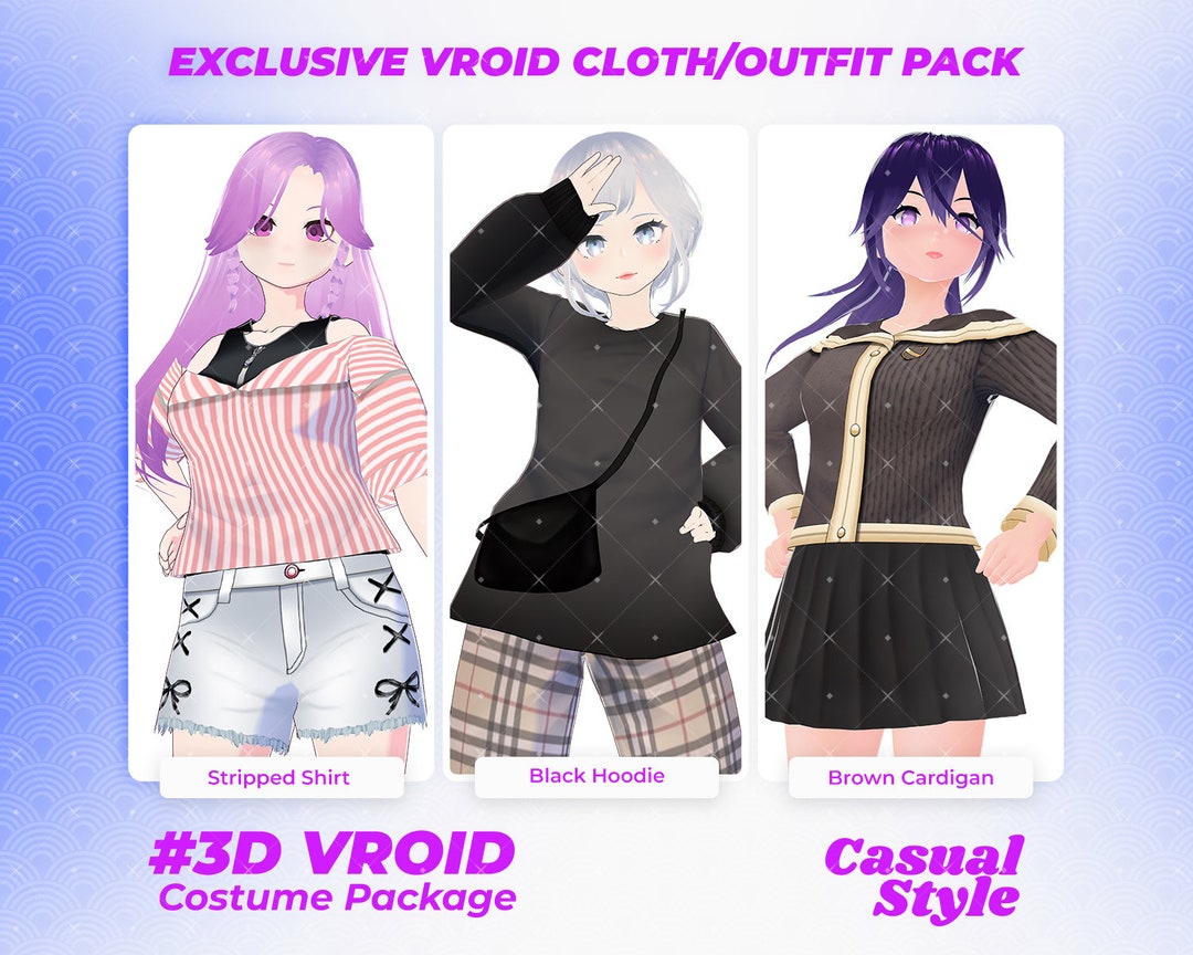 Vroid Clothing Pack, Vroid Assets, Vroid Outfit, Cosplay Costume, 3d ...