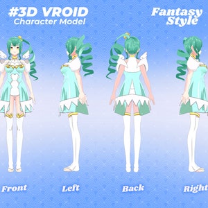 Heavenly Angel Vtuber 3D Vroid Character With Green Hair for Streamer ...