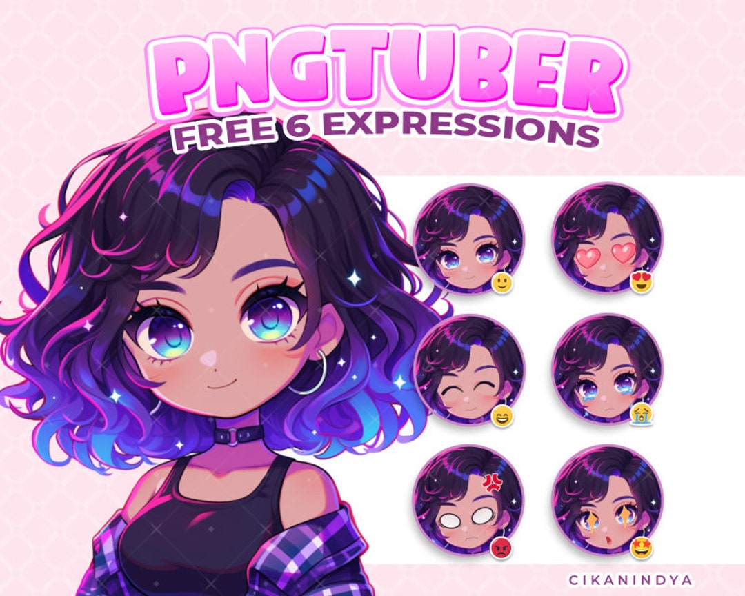 PNG Tuber | Stand Out With a Creative Purple-haired PNG Tuber Avatar ...