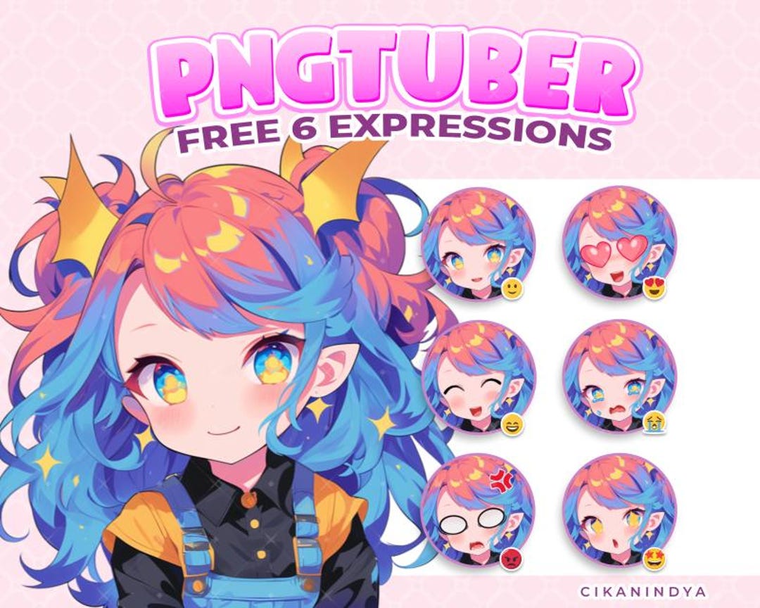 PNG Tuber | Cute Vtuber Avatar for Streaming & Youtube | Get 6 Poses ...