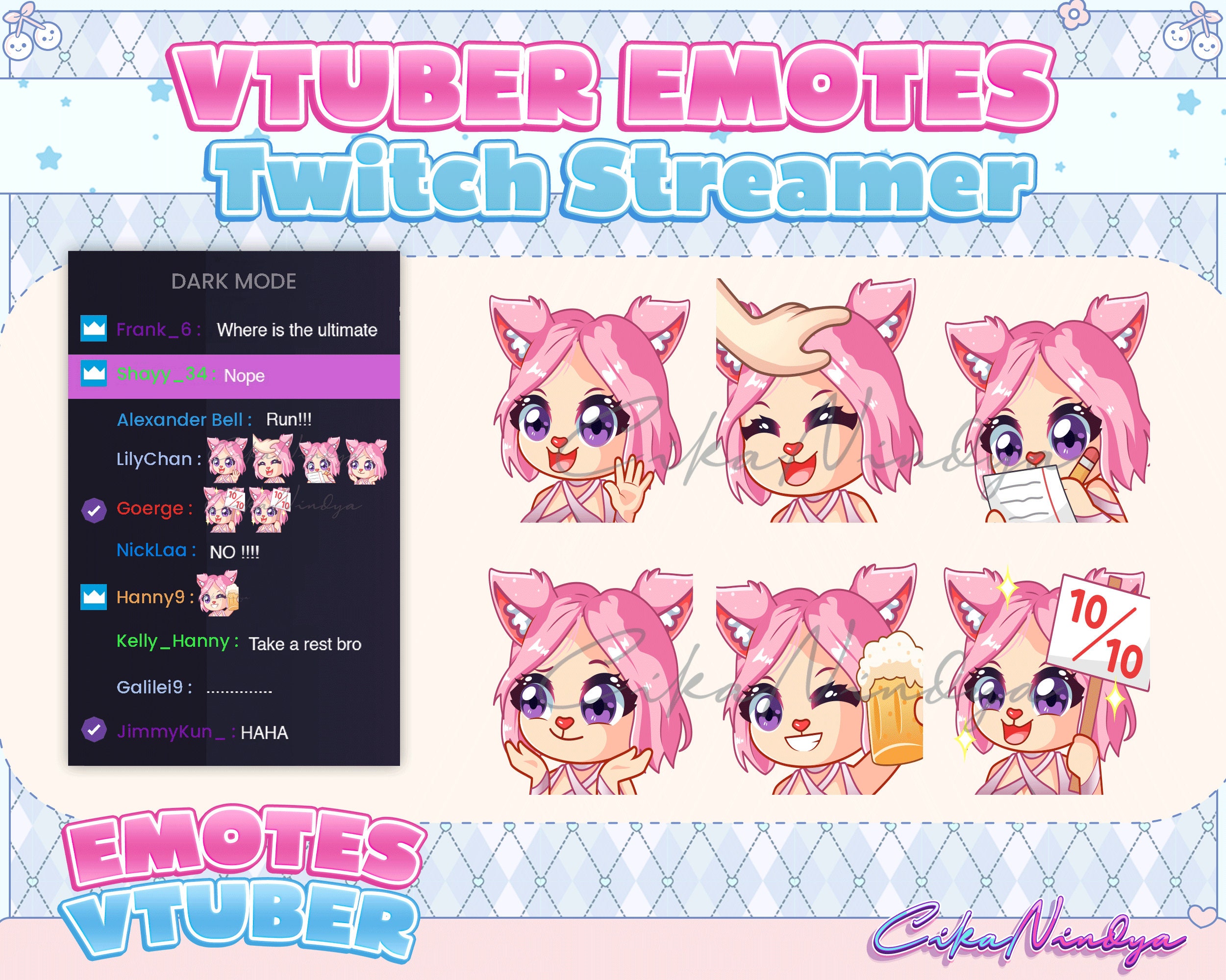 Reward Your Subscribers With Vtuber Emote Pink Bunny for - Etsy