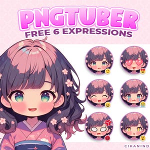PNG Tuber Chibi Girl Vtuber PNG Avatar With Flower in Hair Get 6 Poses ...