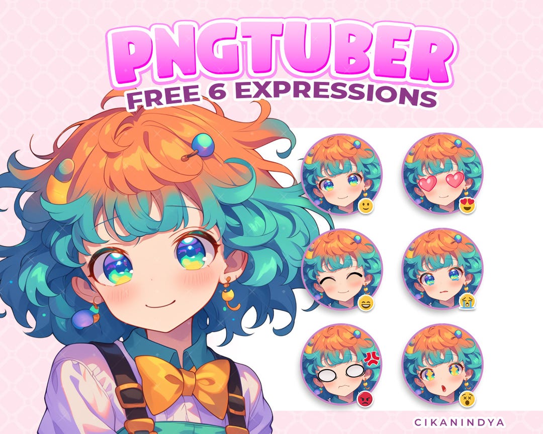 Wavy Hair Girl Pngtuber | 6 Poses, Stream Vtuber - Etsy