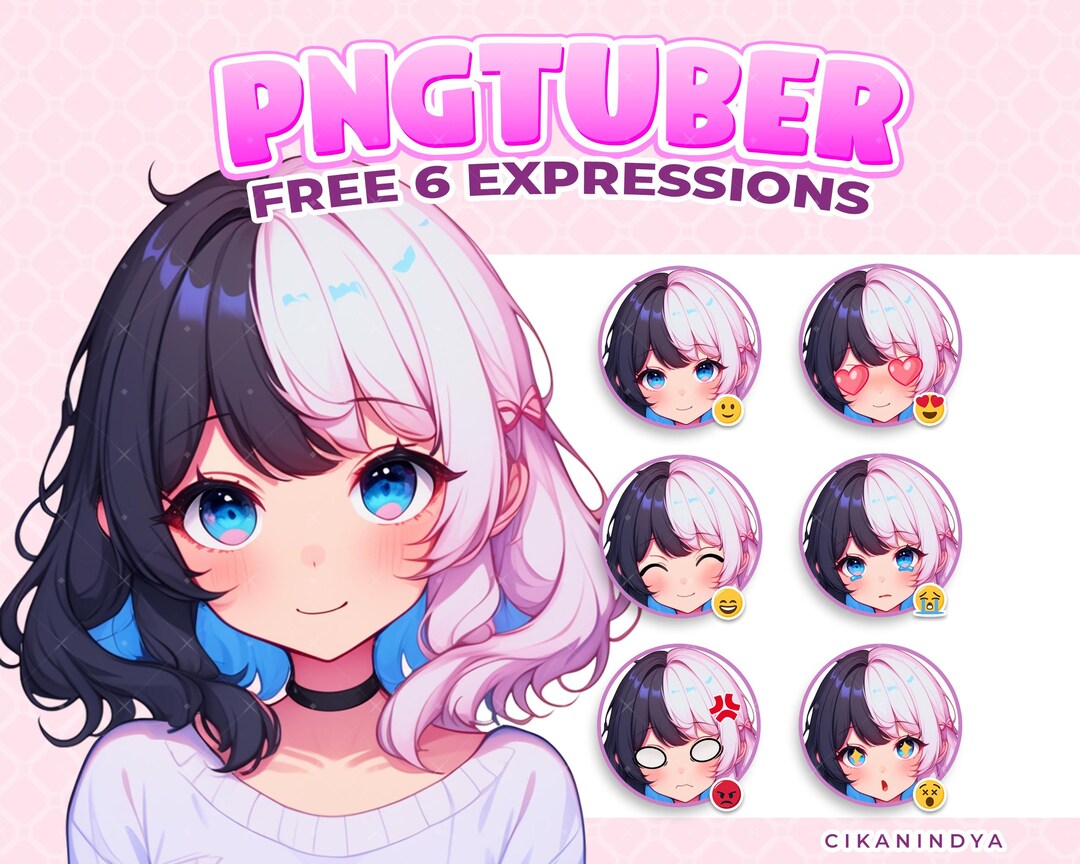 Chibi Pngtuber With Split Hair – Premade Animated Model - Etsy UK