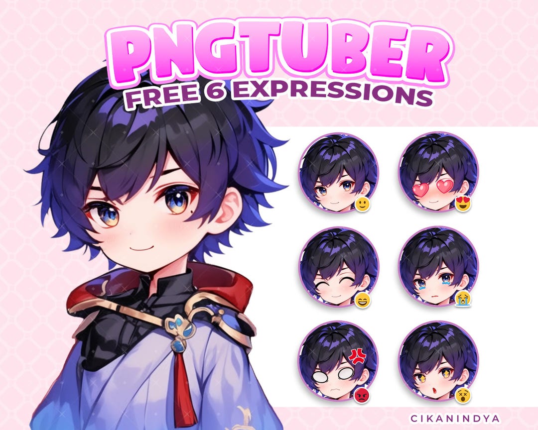 Premade Pngtuber – Elegant Chibi Male Character With Deep Colors - Etsy