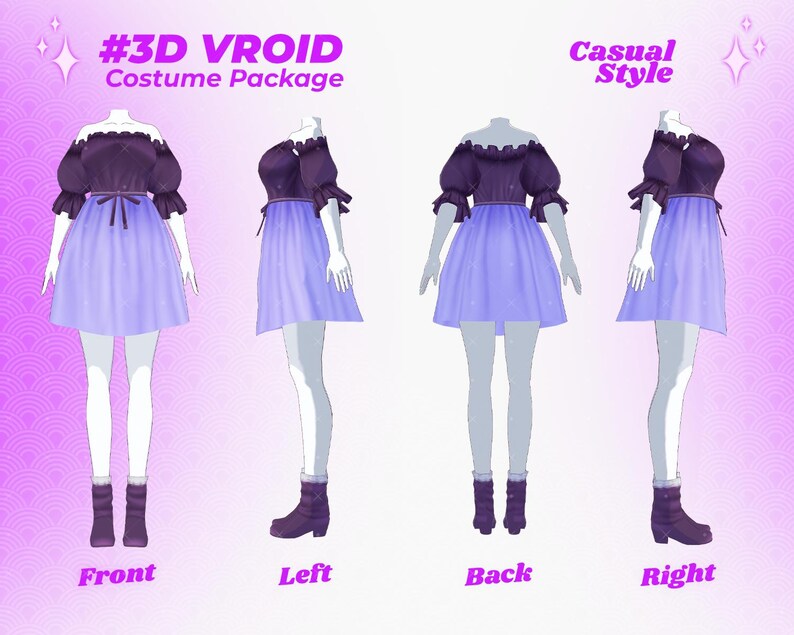 Vroid Outfit Pack: 3-in-1 Casual 3D Anime Avatar Clothes ...
