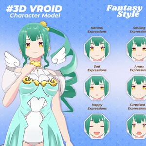 Heavenly Angel Vtuber 3D Vroid Character With Green Hair for Streamer ...