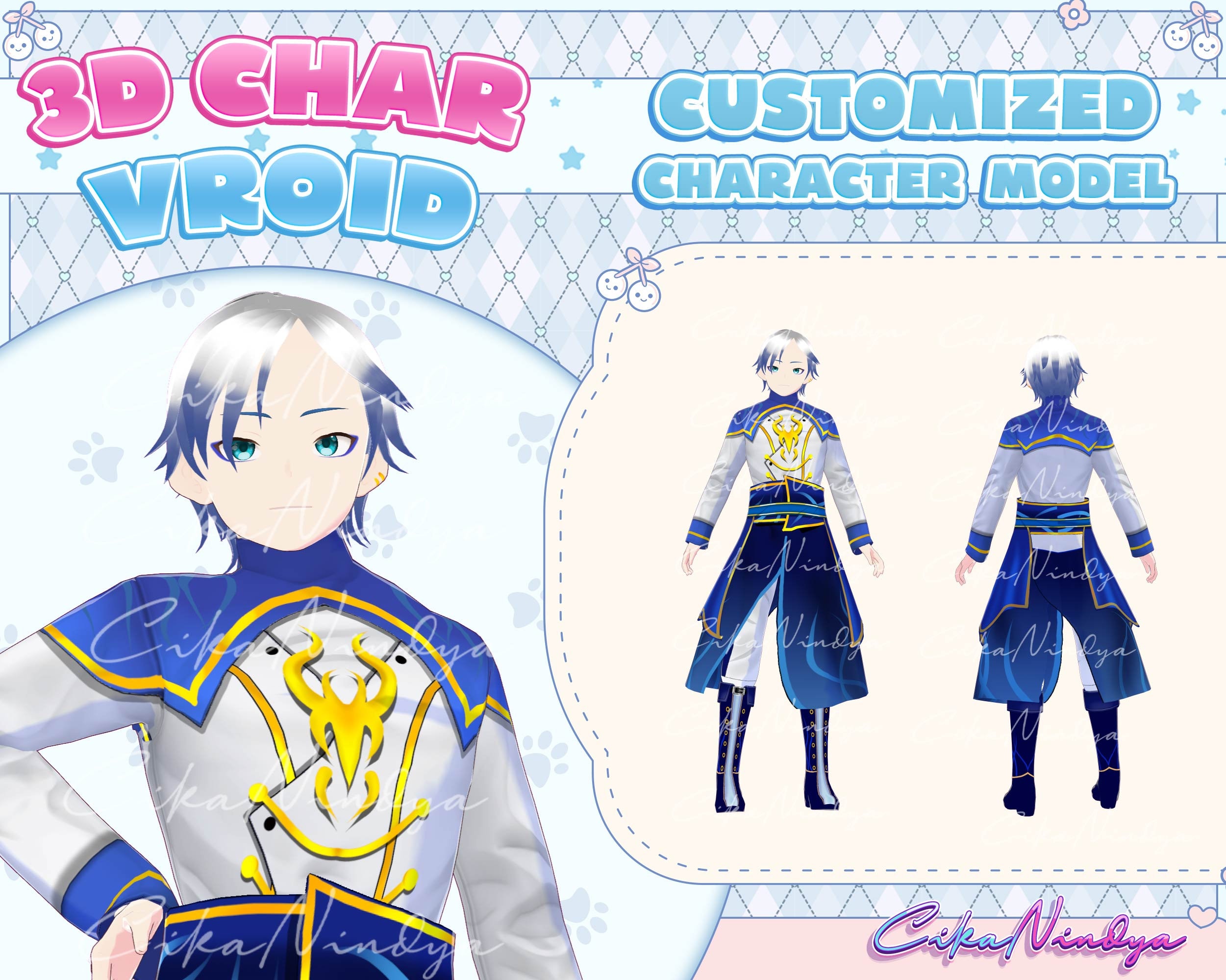 3D Vroid Character 3D Vroid 3d Model Commission Vtuber - Etsy