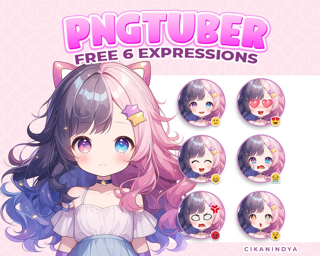 Anime PNG Tuber Girl Avatar: 12 Poses, Streaming Vtuber Model - Etsy