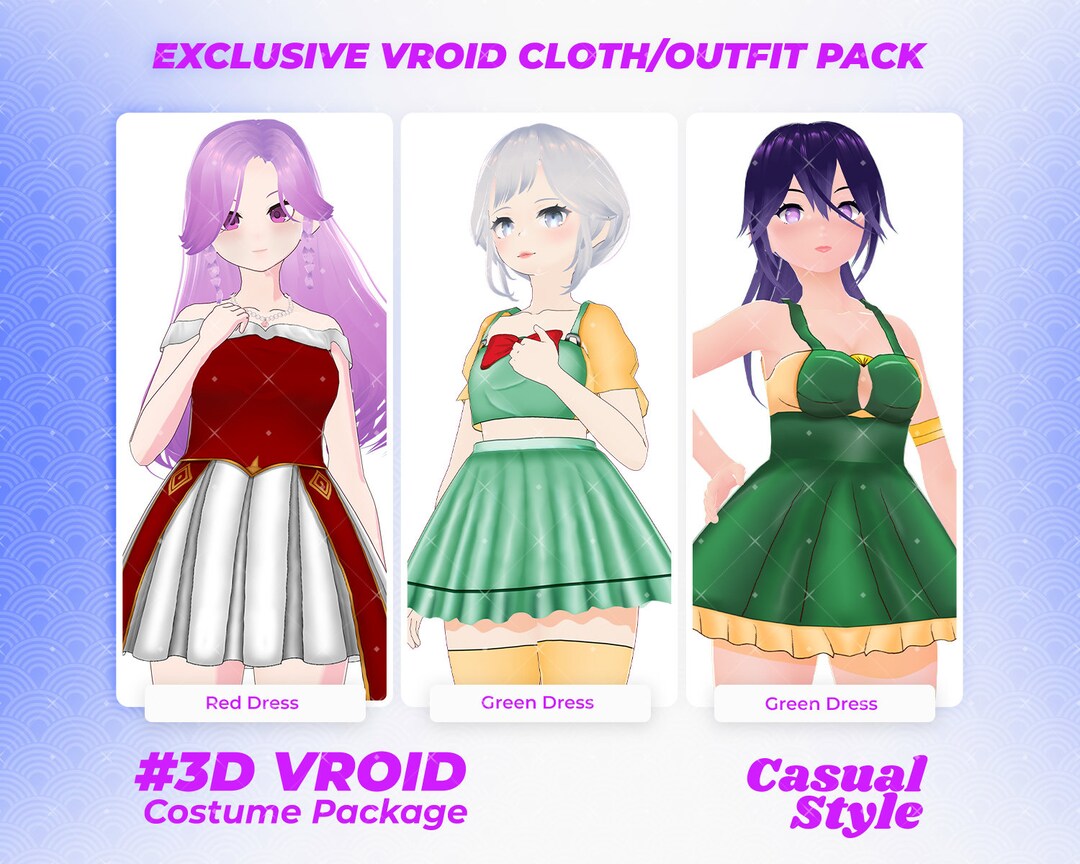 Diva Casual Outfit Packs Collection - Vroid Clothing Pack, Girl Chic ...