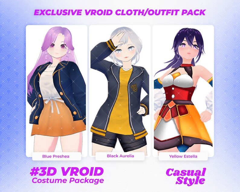 Casual Elegance Pack For Vroid Trio Of Stylish Everyday Outfits Vroid