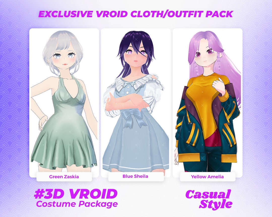 Vroid Clothing Pack, Casual Outfits, Vroid Assets, Fashion Set, Costume ...