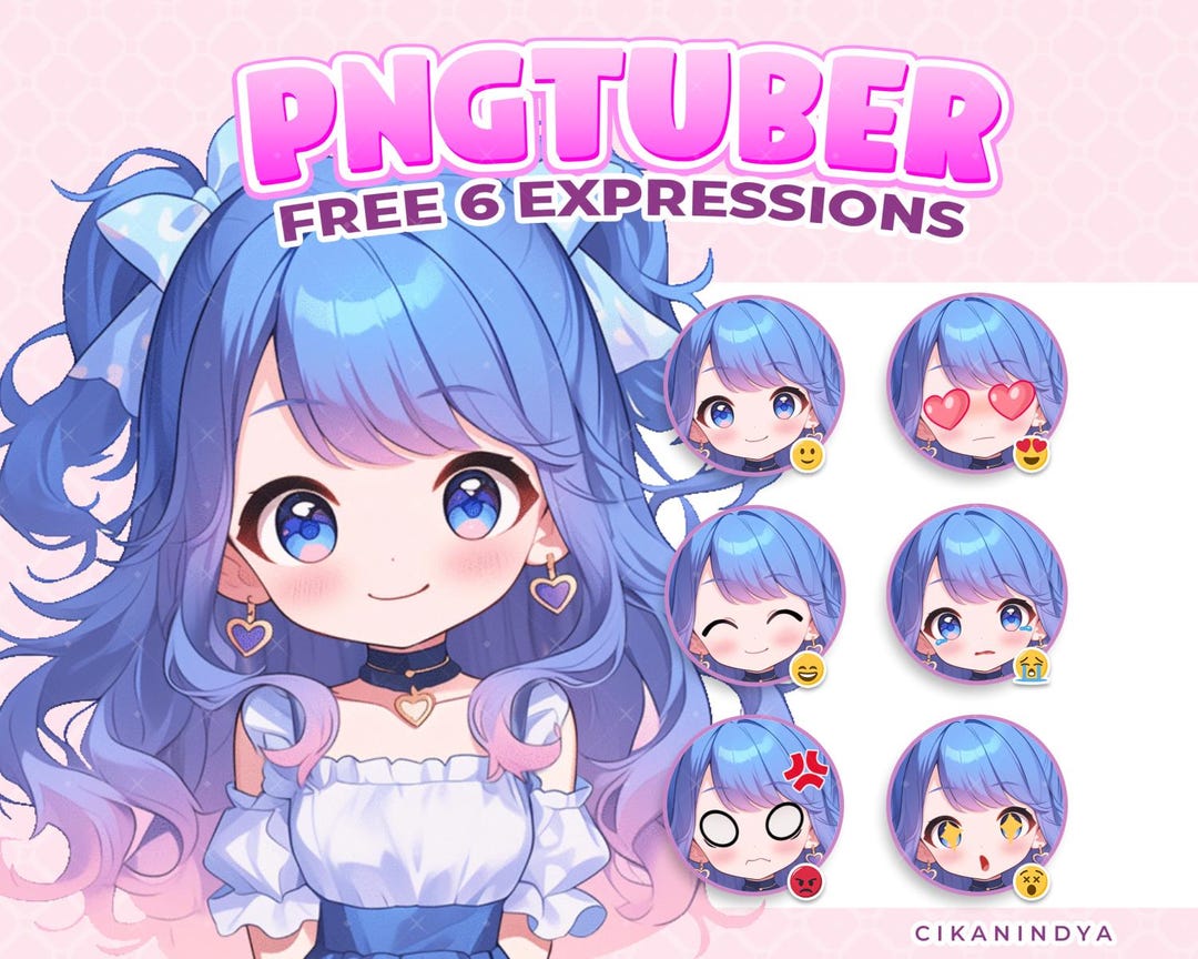 Kawaii PNG Tuber Model: 6 Poses, Vtuber Assets - Etsy