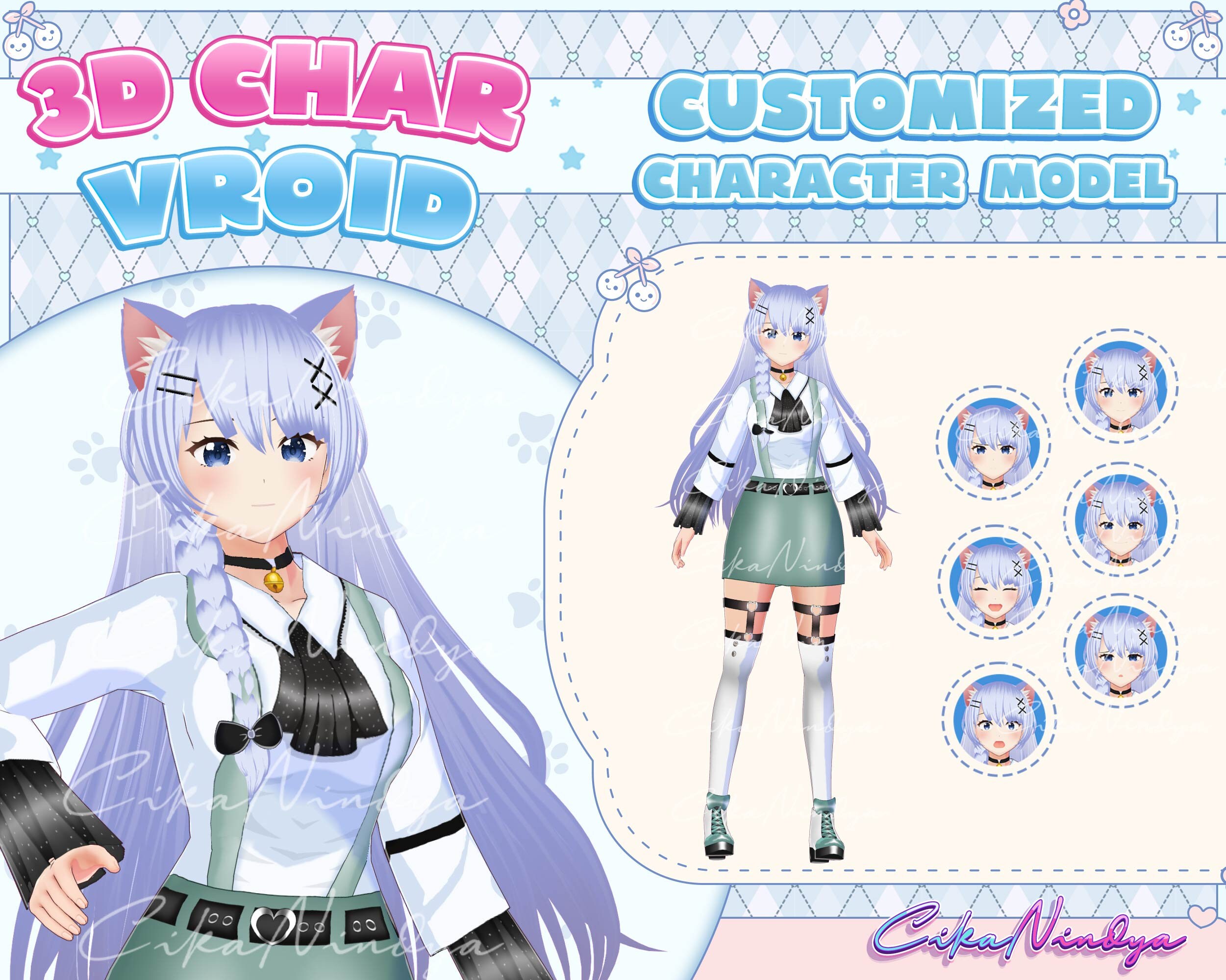 3D Vroid Character 3d Model Vtuber Model Free 3D - Etsy