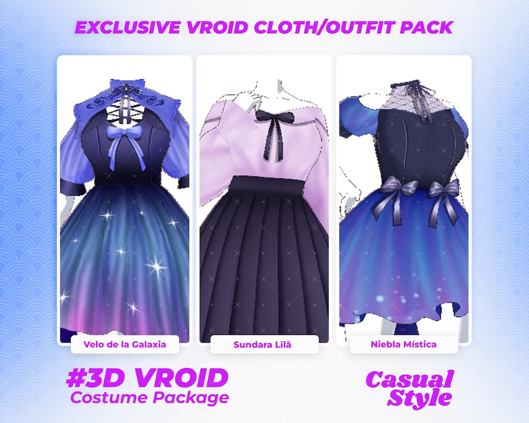 Kawaii Vroid Clothing Pack | Pastel 3D Outfits for Vtuber Models ...