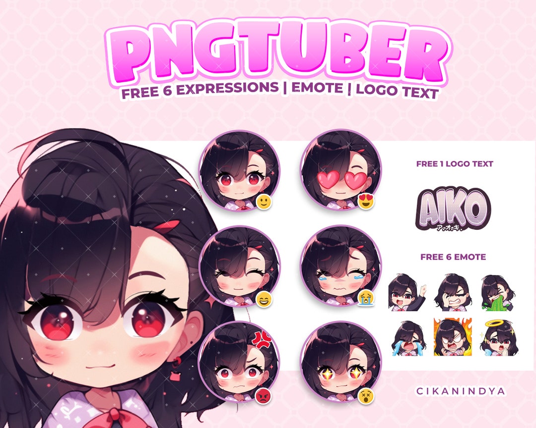 PNG Tuber | Chibi Aiko's Charm PNG Tuber Pack | Free Emote ...