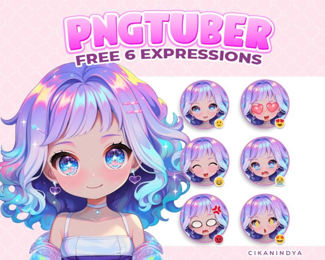 Galactic Prism Chibi PNG Tuber Avatar With Radiant Hair | Live2d Model ...