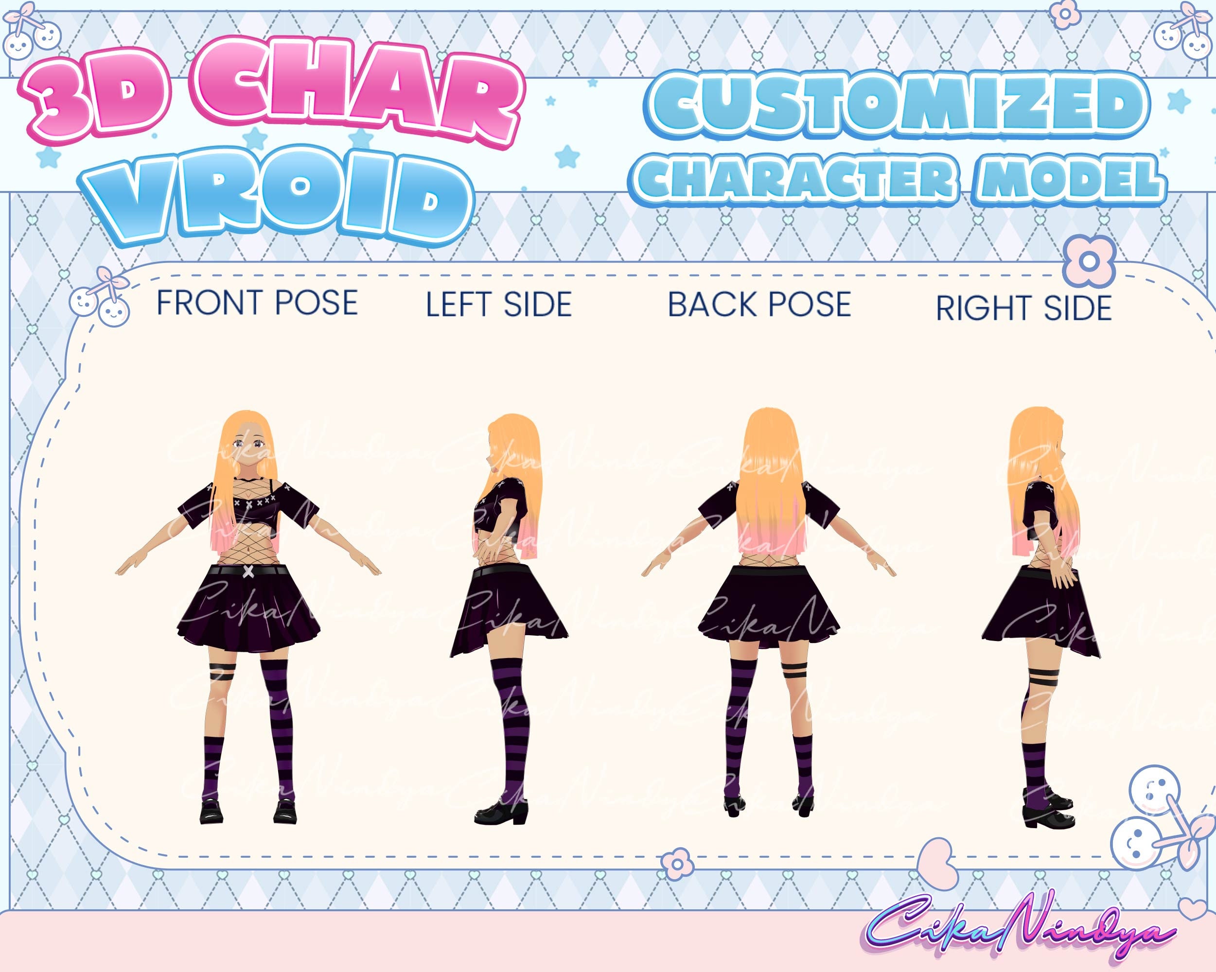 3D Vroid Character 3D Vroid 3d Model Commission Vtuber - Etsy